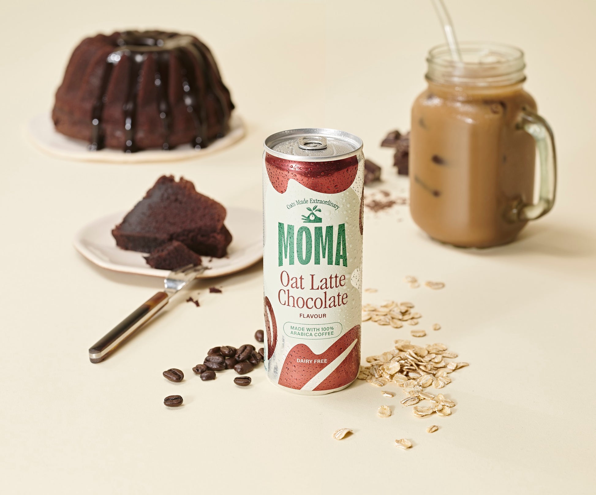 Ready-to-Drink Oat Latte Chocolate Iced Coffee Cans | MOMA Foods